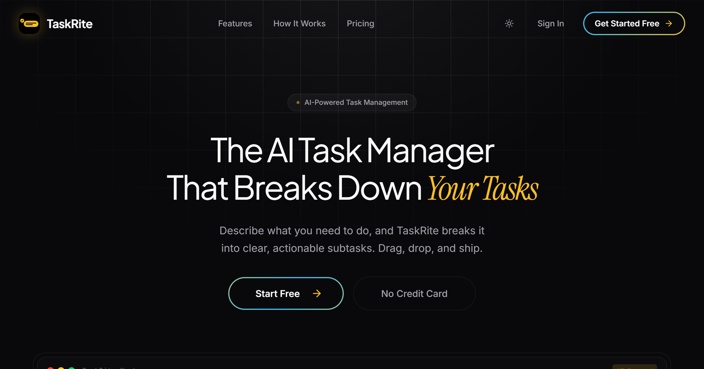 TaskRite — AI Task Management App | Break Down Tasks Instantly